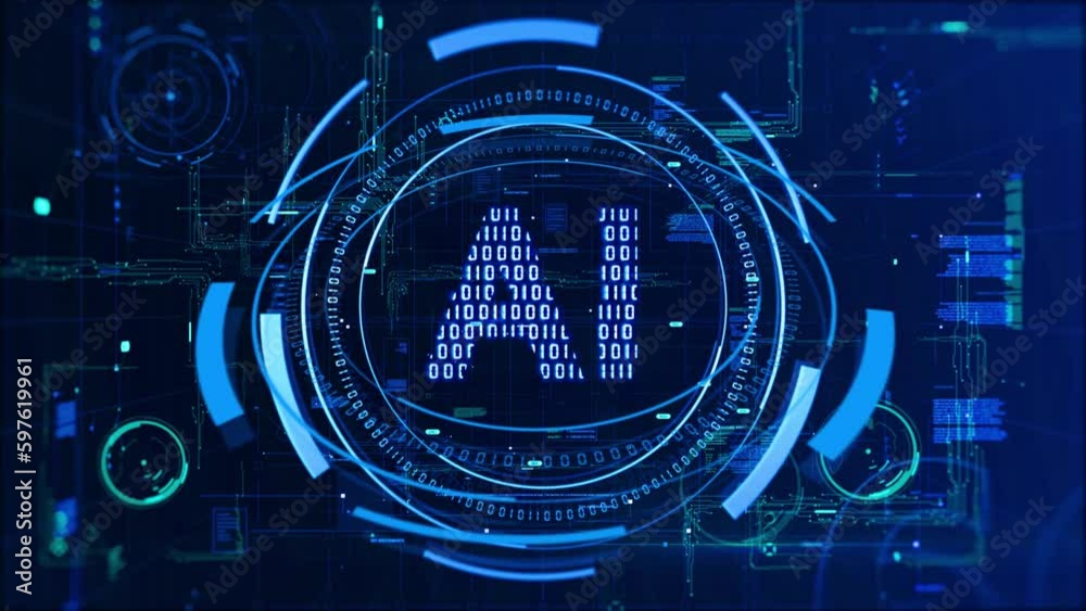 Abstract futuristic digital and technology on dark blue color ...