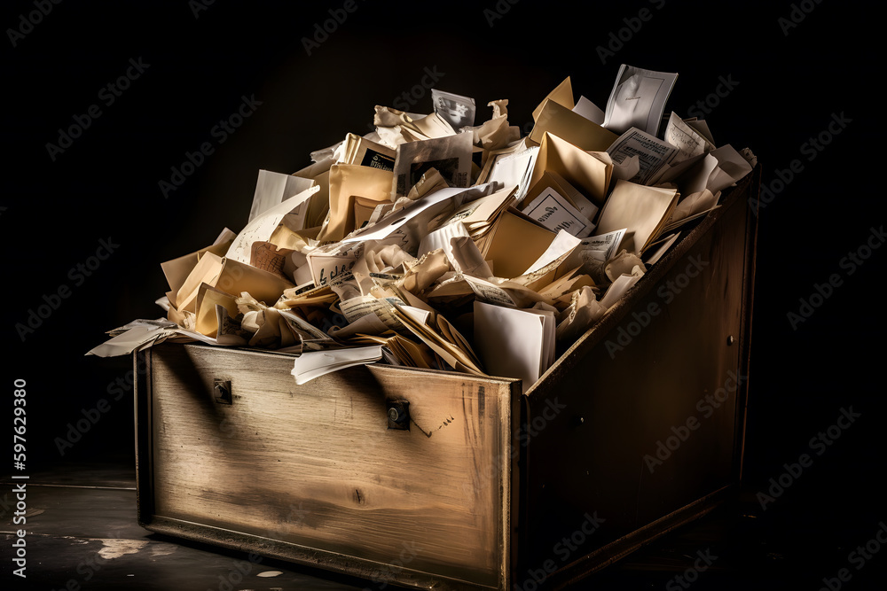 overloaded mailbox, a lot of letters. Neural network AI generated art ...