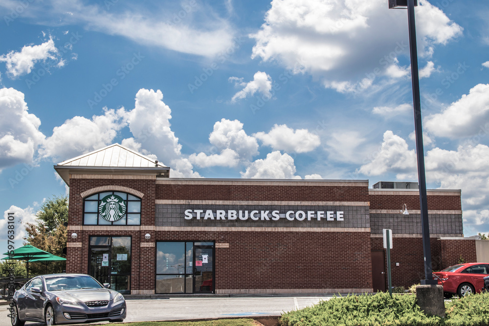 Starbucks Coffee restaurant exterior side view Stock Photo | Adobe Stock