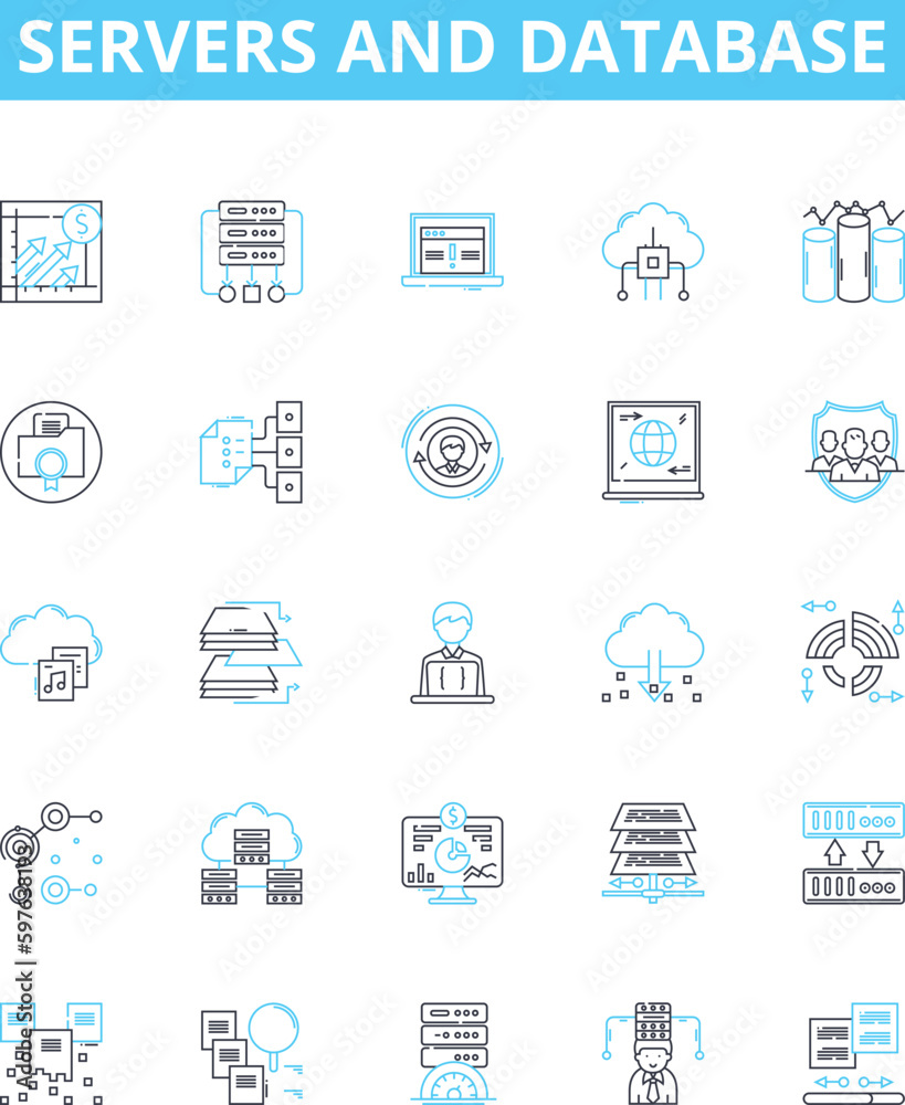 Servers and database vector line icons set. Servers, Databases, SQL ... Servers and database vector line icons set. Servers, Databases, SQL ...