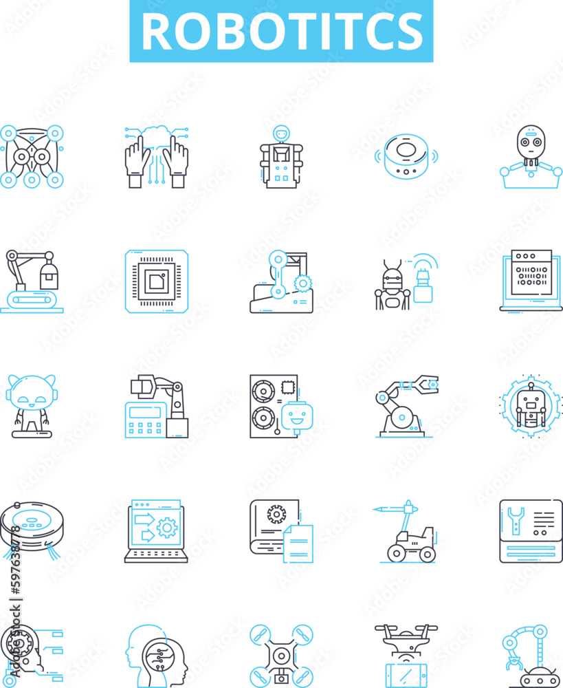 Robotitcs vector line icons set. Robotics, Automation, AI, Programmable ...