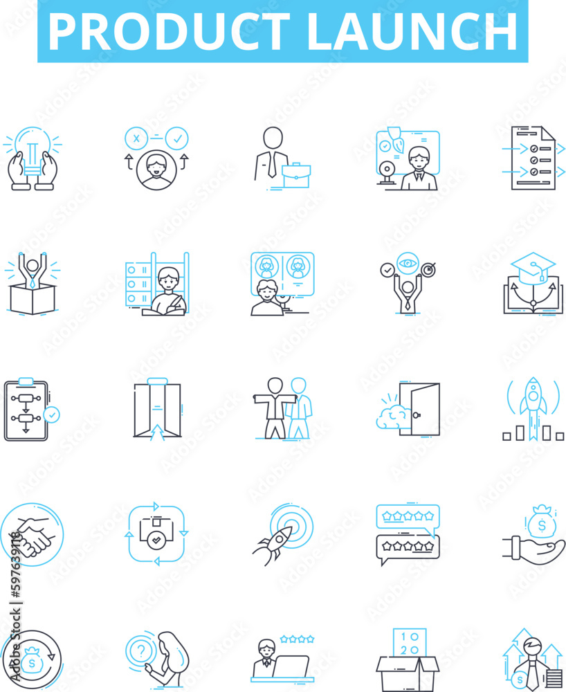 Product launch vector line icons set. Launch, Product, Concept ...