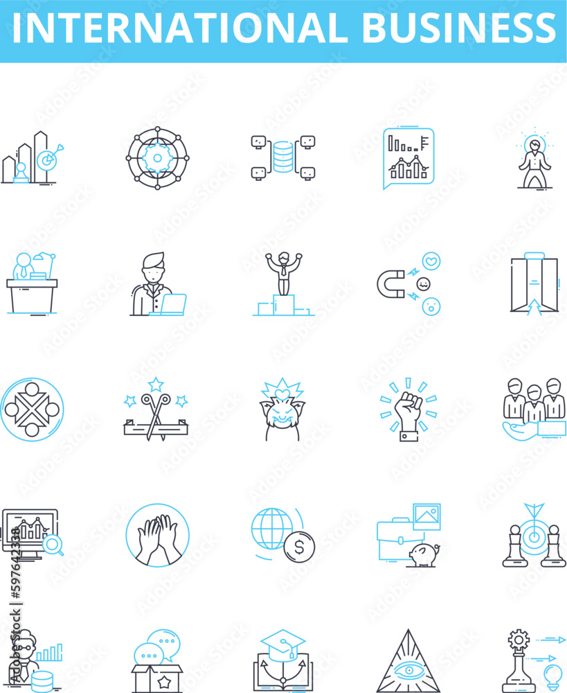 International business vector line icons set. Global, Trade, Export ...
