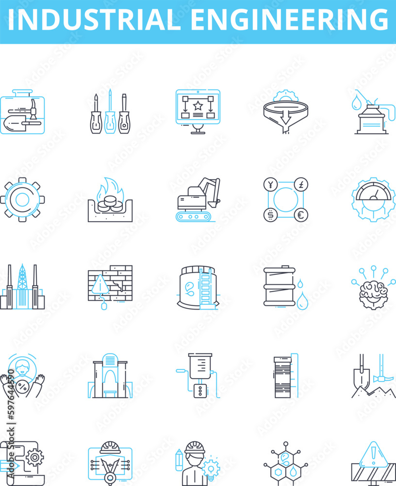 Industrial engineering vector line icons set. Industrial, Engineering ...
