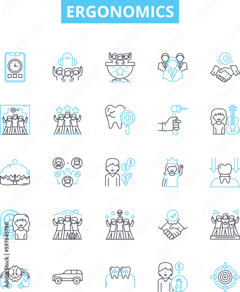 Ergonomics vector line icons set. Ergonomics, Design, Human-Centered ... Ergonomics vector line icons set. Ergonomics, Design, Human-Centered ...