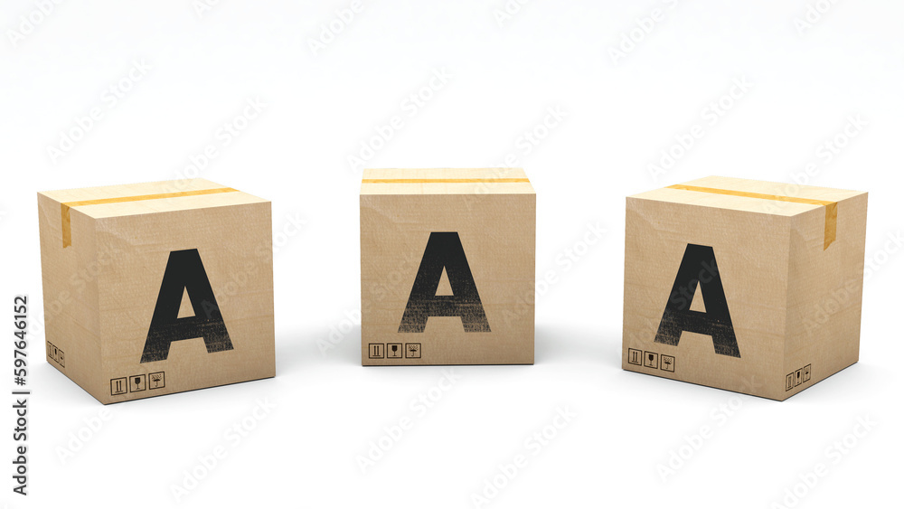 Krafte box with the letter A. Box made of paper in 3 different ...