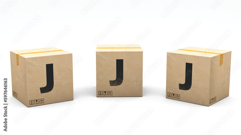 Krafte box with the letter J. Box made of paper in 3 different ...