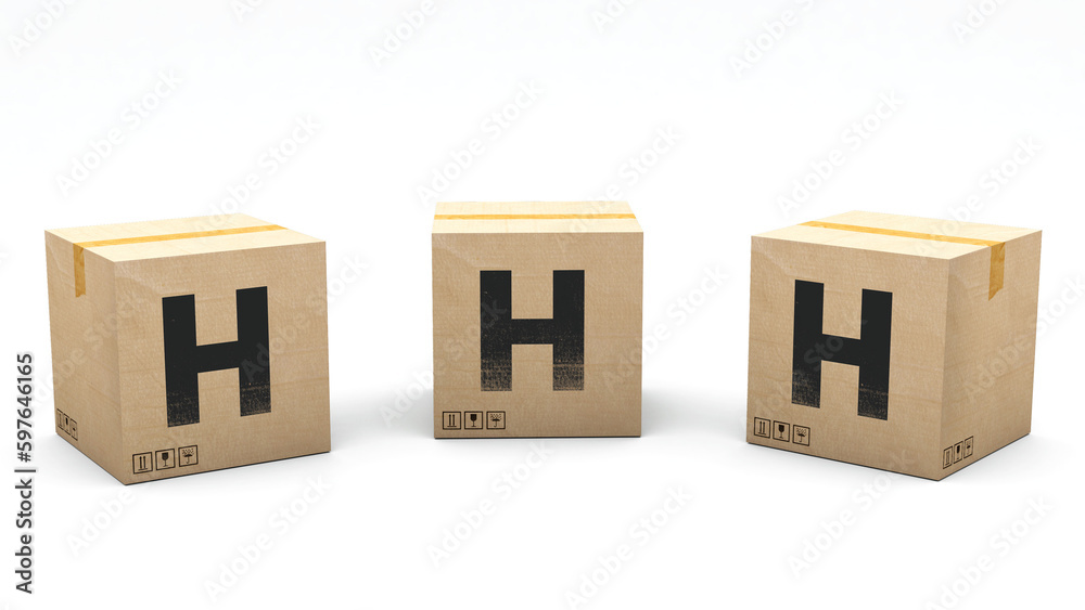 Krafte box with the letter H. Box made of paper in 3 different ...