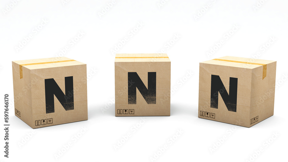 Krafte box with the letter N. Box made of paper in 3 different ...