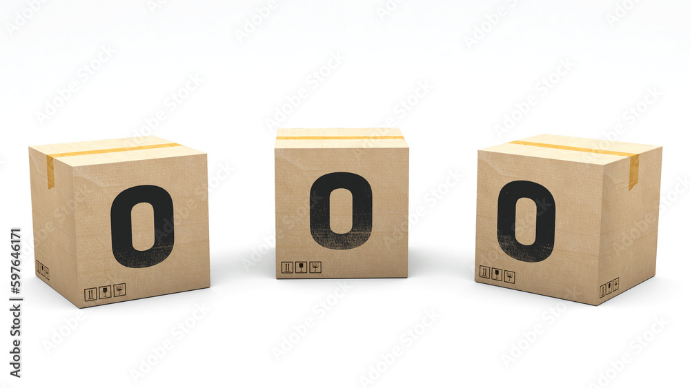 Krafte box with the letter O. Box made of paper in 3 different ...