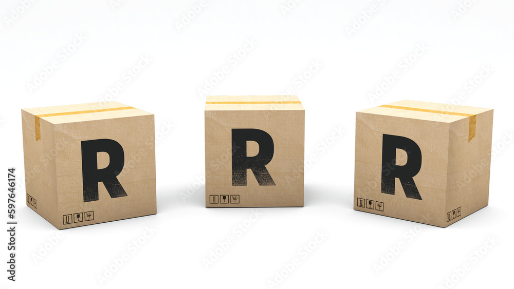 Krafte box with the letter R. Box made of paper in 3 different ...