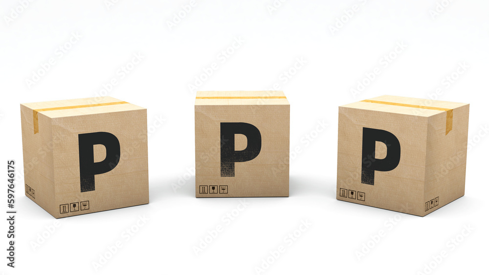 Krafte box with the letter P. Box made of paper in 3 different ...