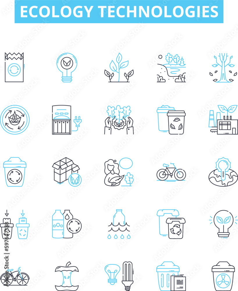 Ecology technologies vector line icons set. Ecosphere, Biosphere ...