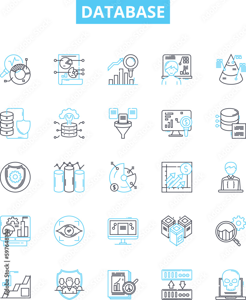 Database Vector Line Icons Set Database Sql Mysql Oracle Access Mongodb Postgresql 8459