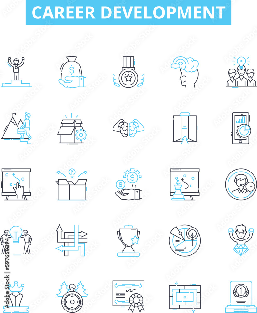 Career development vector line icons set. Career, Development ...