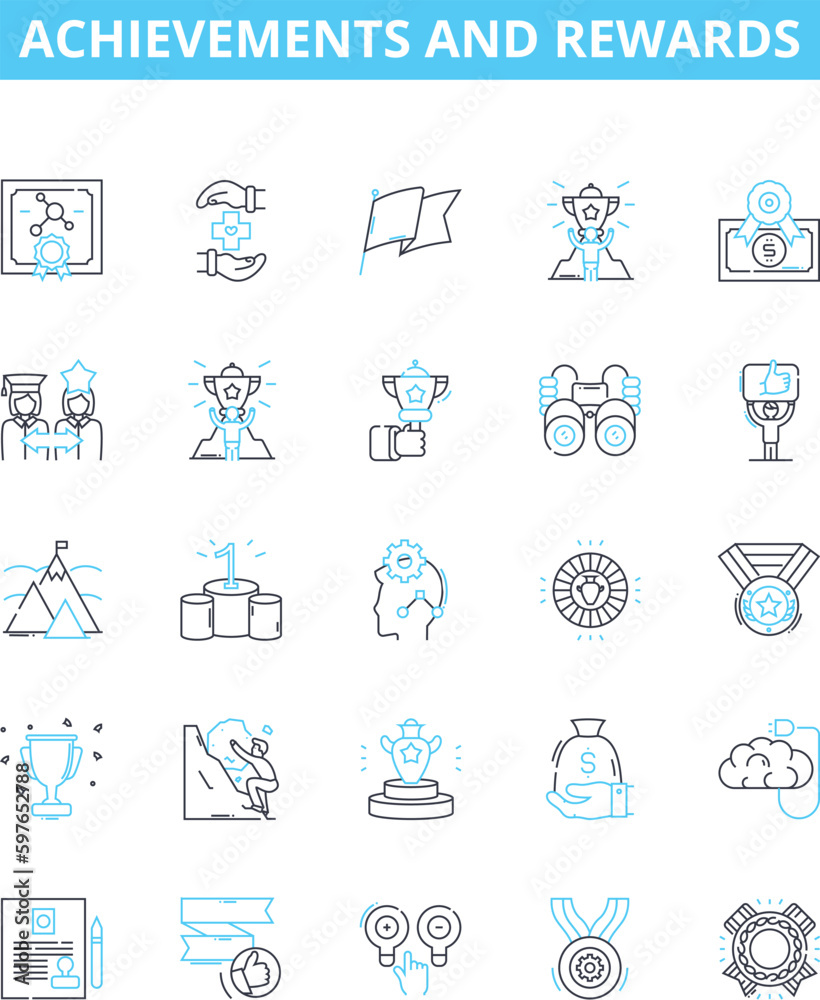 Achievements and rewards vector line icons set. Awards, Merits, Honors ...