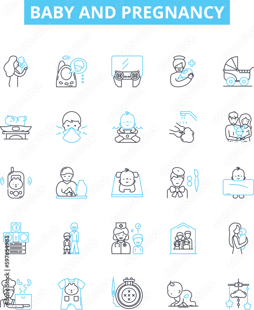 Baby and pregnancy vector line icons set. Infant, Maternity, Nurturing ...