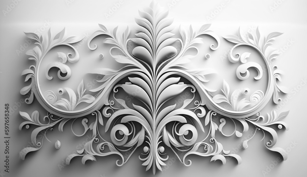 White Background with Vintage Flourish. 3d rendering. Generative AI ...