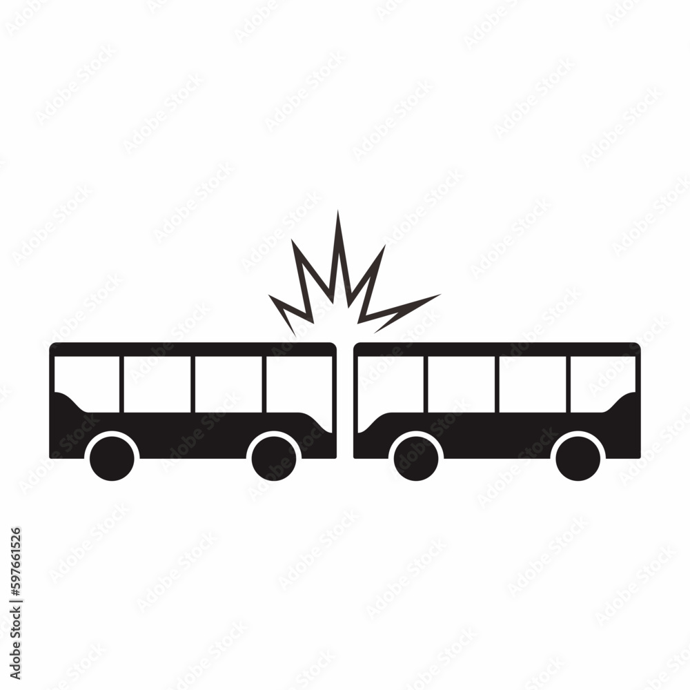 Bus crash illustration. Icon and symbol of road safety accident. Stock ...
