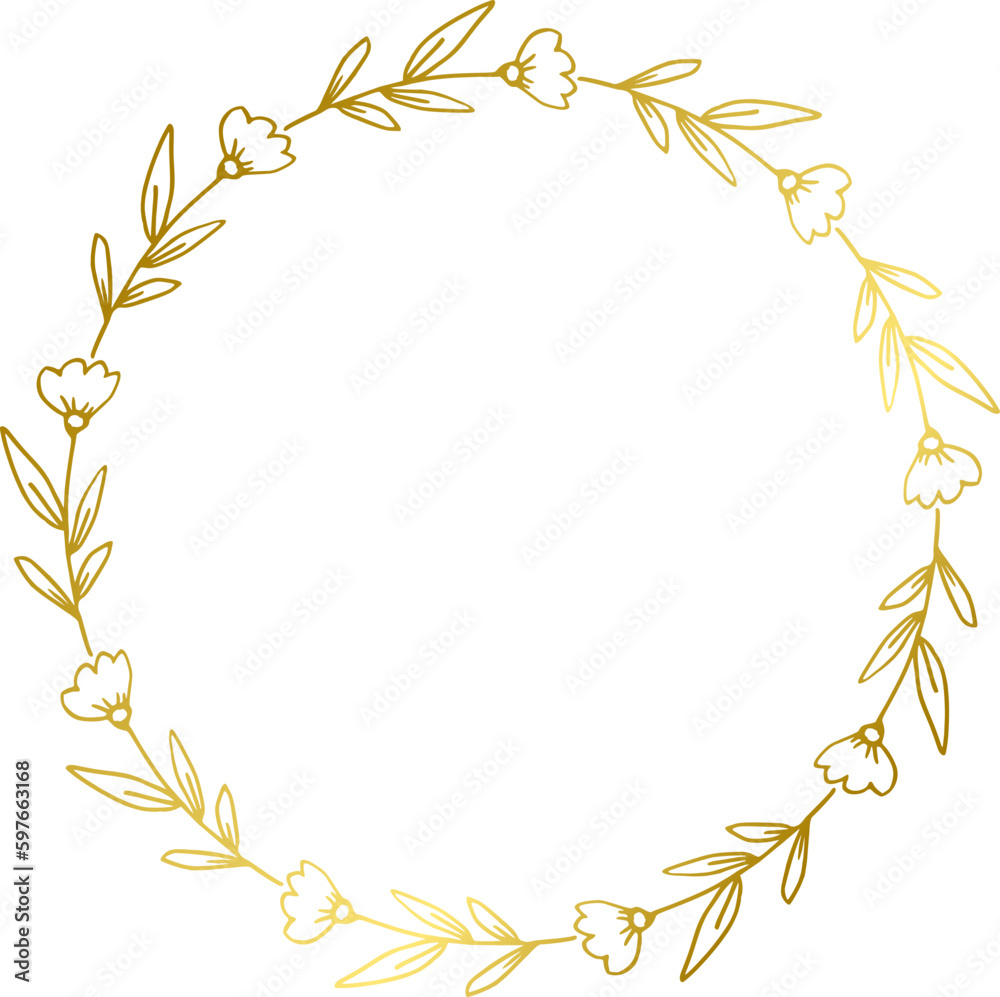Luxury gold circle floral border for wedding invitation, thank you card ...