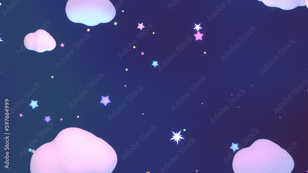 Looped cartoon horizontal scrolling starry night sky animation. Stock ...