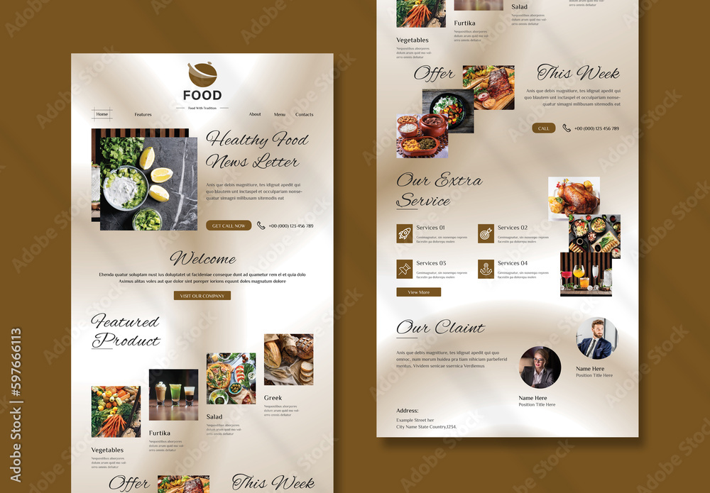 Food Email News Letter Layout Stock Template | Adobe Stock