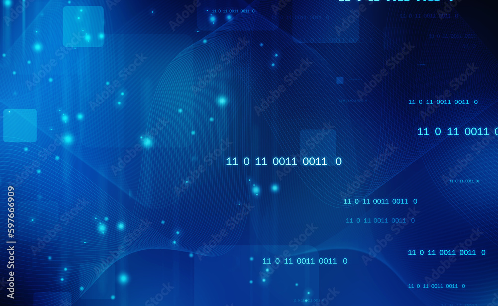 Binary Code Background, Digital Abstract technology background, flowing number one and zero text ...