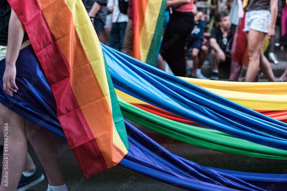 Gay pride parade, concept of young people supporting the spread of ...