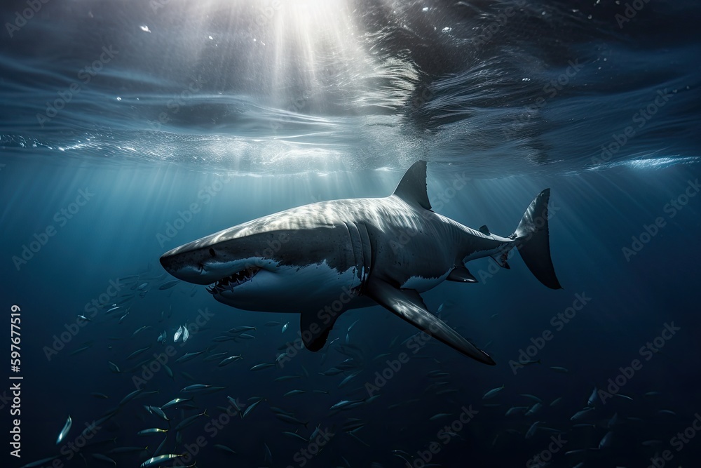 Shark Underwater Ocean View by a Scuba Diver Snorkeling, Tourism Travel ...