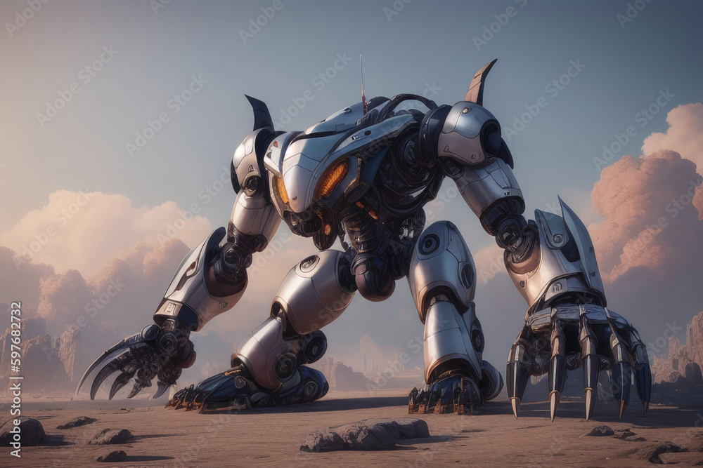 Large Alien Creature Shaped Mech Warrior Robot with Large Clawed Hands ...