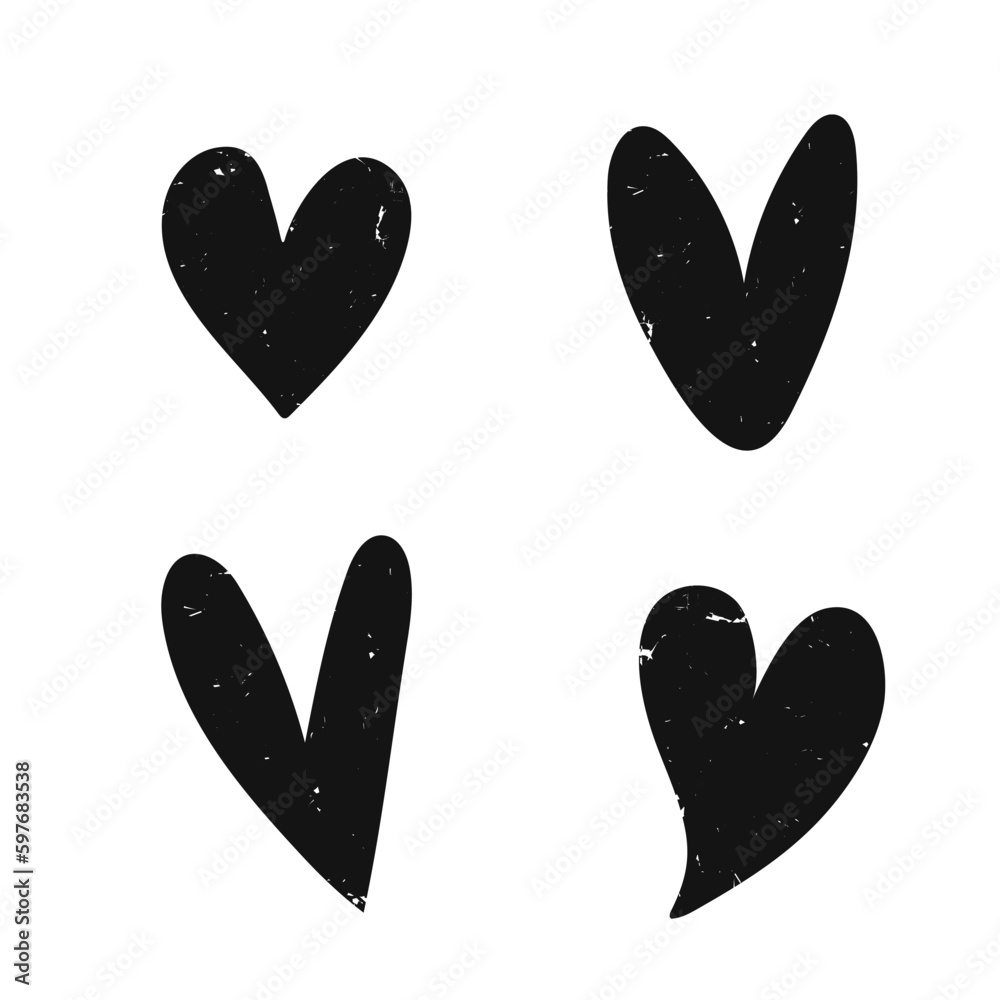 Scratch heart logo icon sign Hand drawn Grunge abstract halftone ...