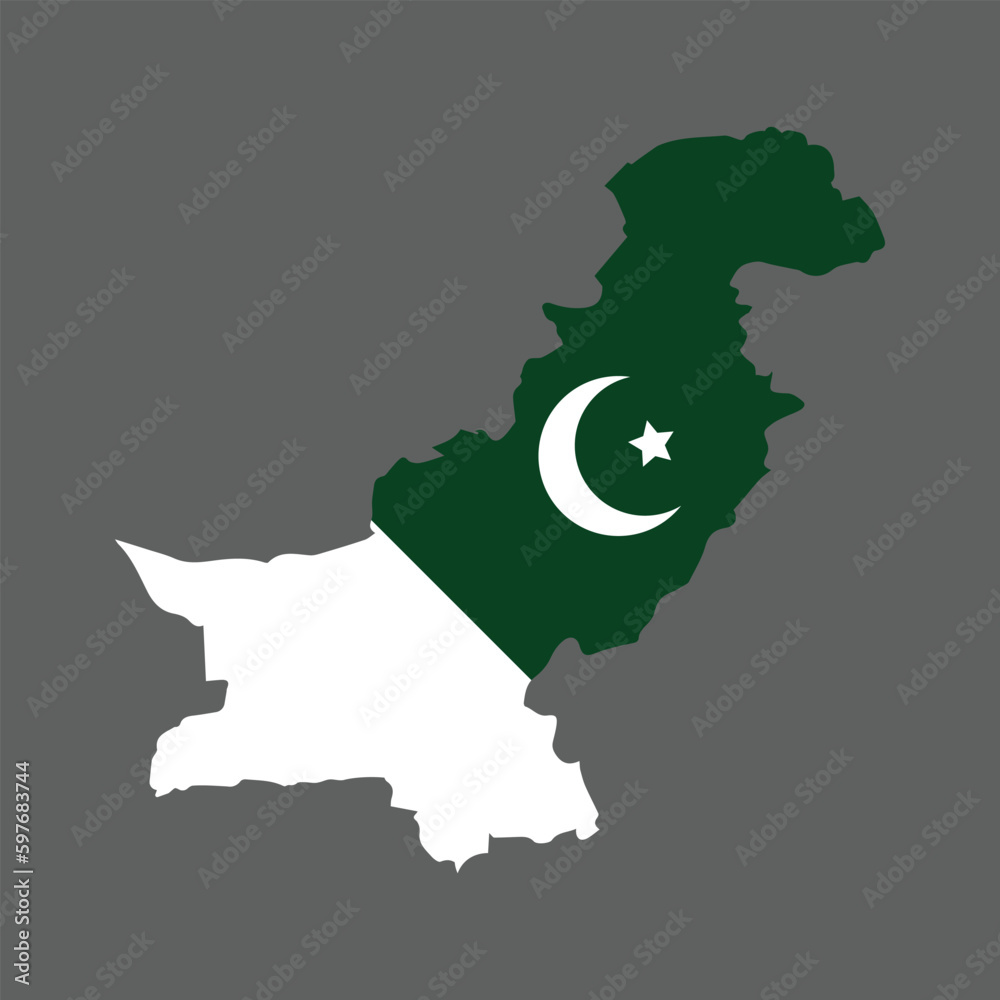 Map of Pakistan with Pakistani flag on gray background. Vector ...