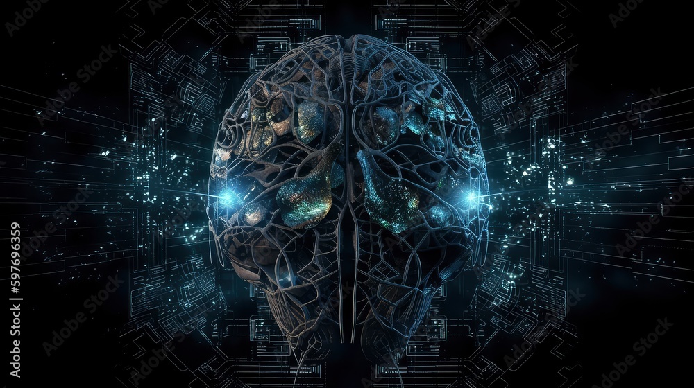 Artificial intelligence blended with the human brain. Technology ...
