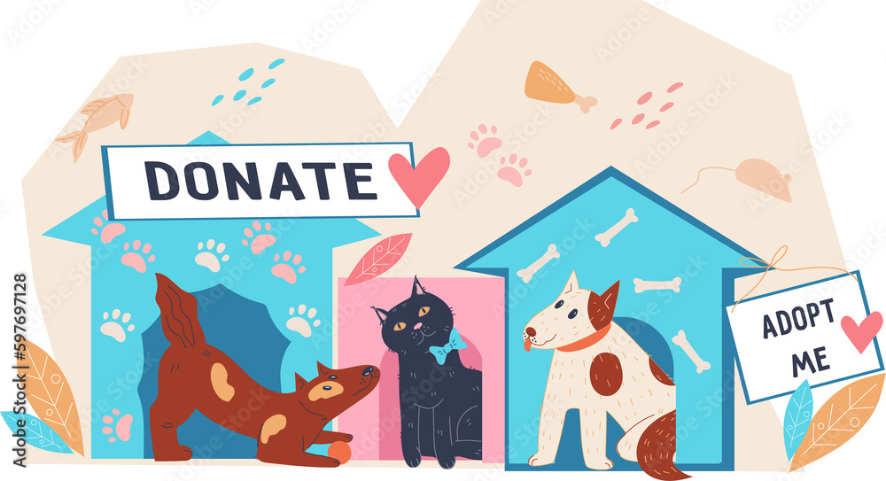 Animals shelter banner or poster design for pets adoption and money ...