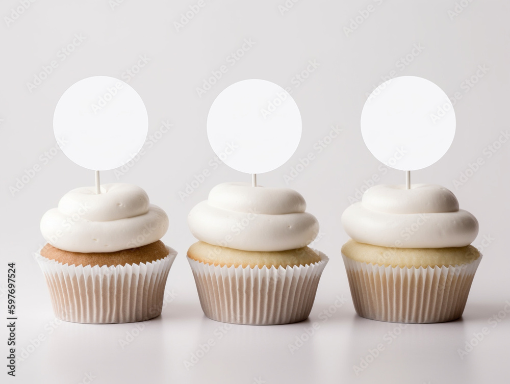 Modern Minimalist Cupcake Toppers Mock up Stock Illustration | Adobe Stock