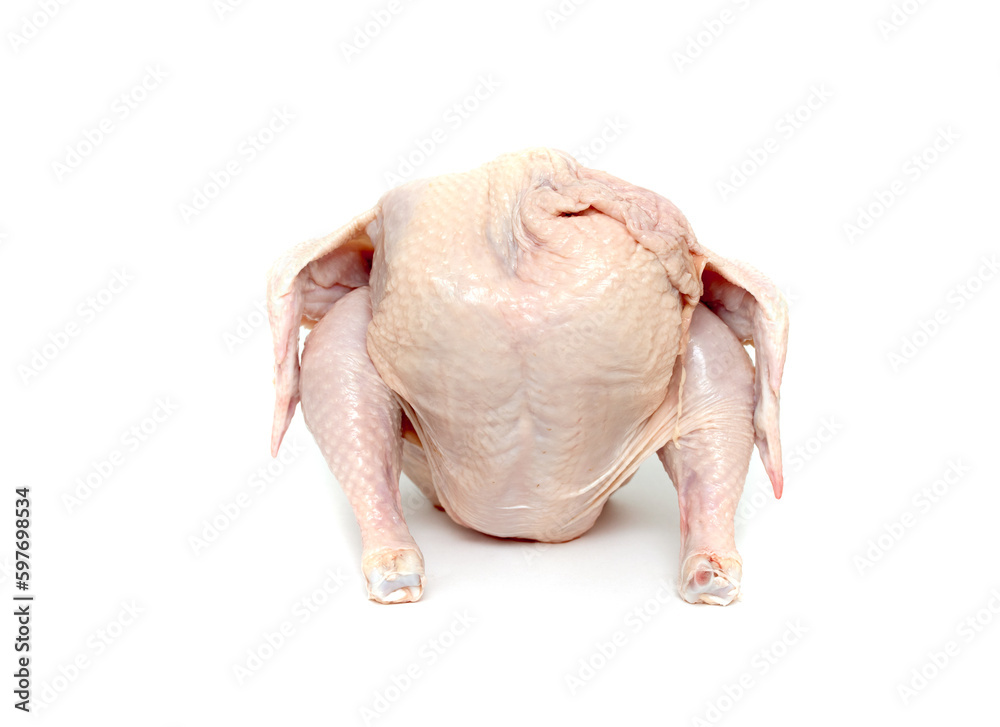 Broiler chicken carcass on a white background, dietary chicken meat ...