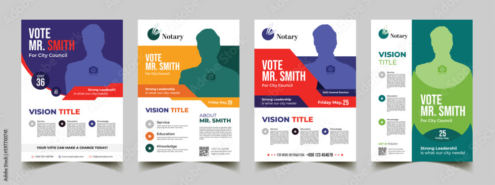 Political vote election campaign flyer & poster bundle set template ...