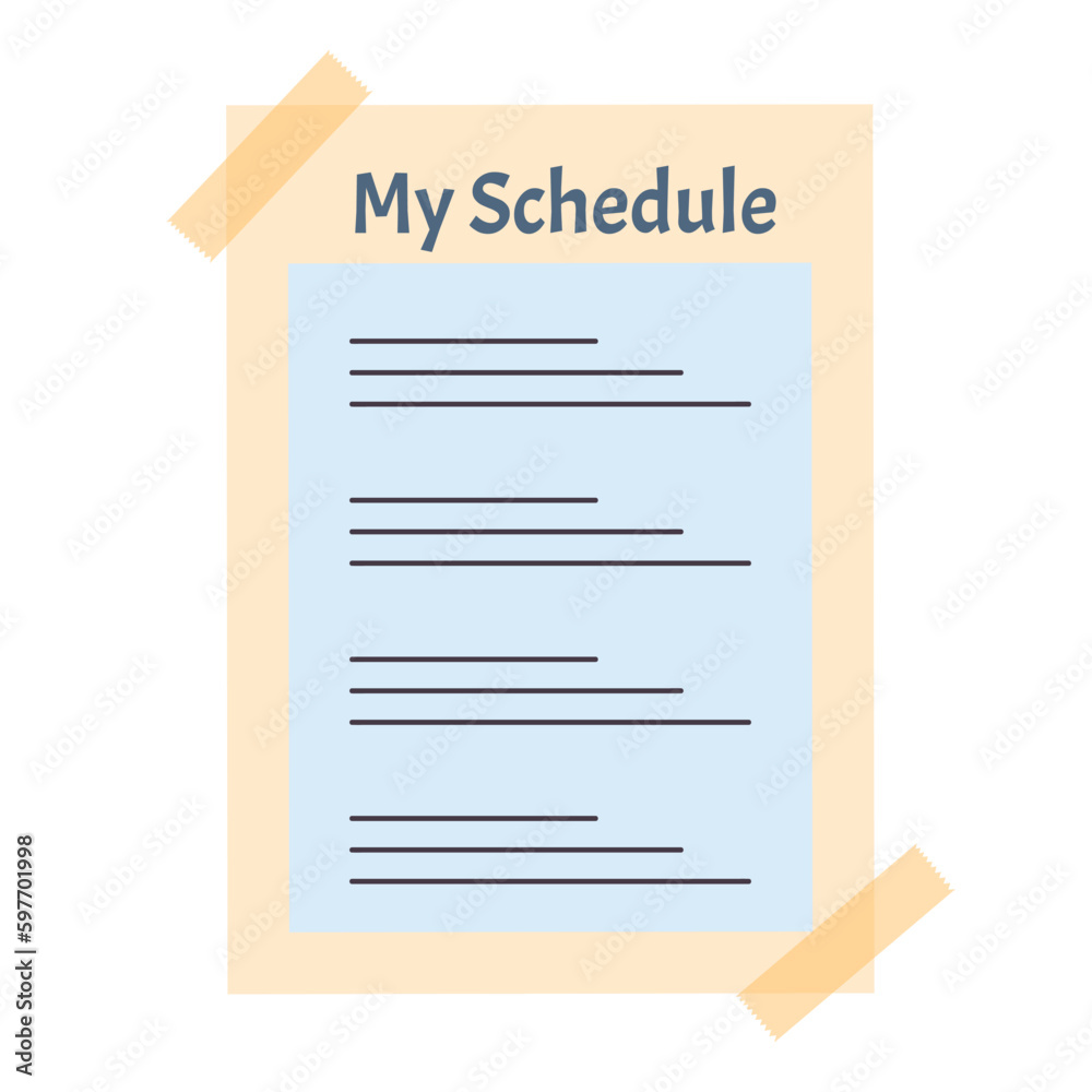 My schedule list with sticky tapes. Template for planners, agenda ...