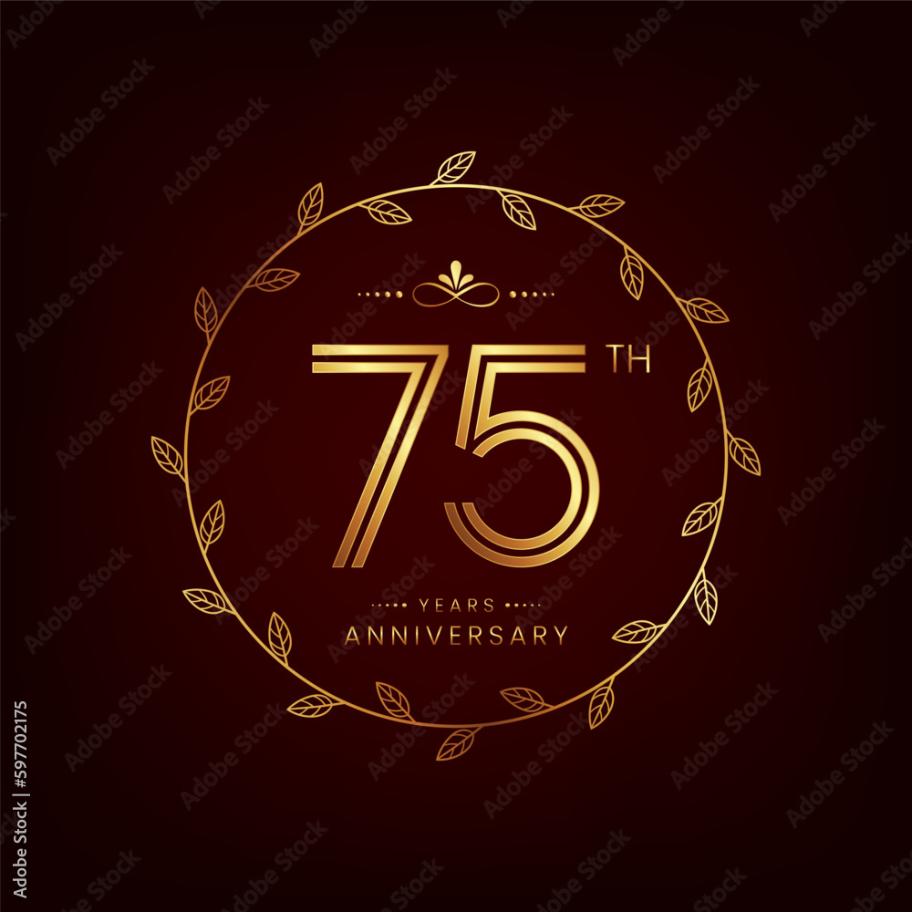 75th anniversary logo with golden number for celebration event ...