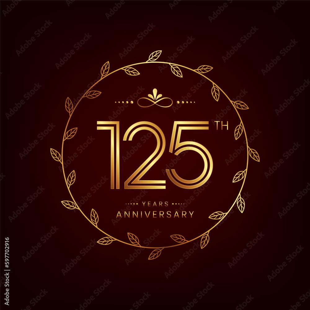 Vecteur Stock 125th anniversary logo with golden number for celebration ...