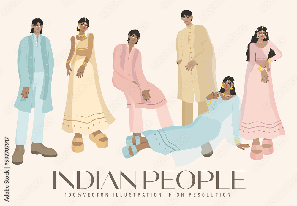 Indian People Illustrations Set Stock Template | Adobe Stock