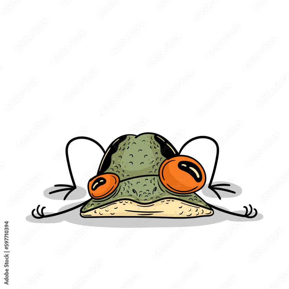 Sad frog cartoon vector illustration isolated on white. Stock Vector ...