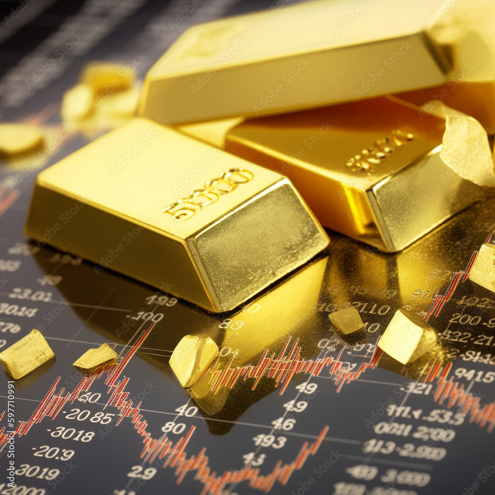Gold Lies On A Map Of Rising And Falling Prices Generative AI gold-lies-on-a-map-of-rising-and-falling-prices-generative-ai