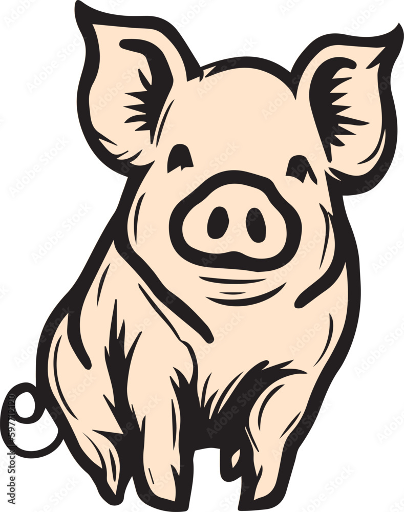 pig drawing vector on white background Stock Vector | Adobe Stock