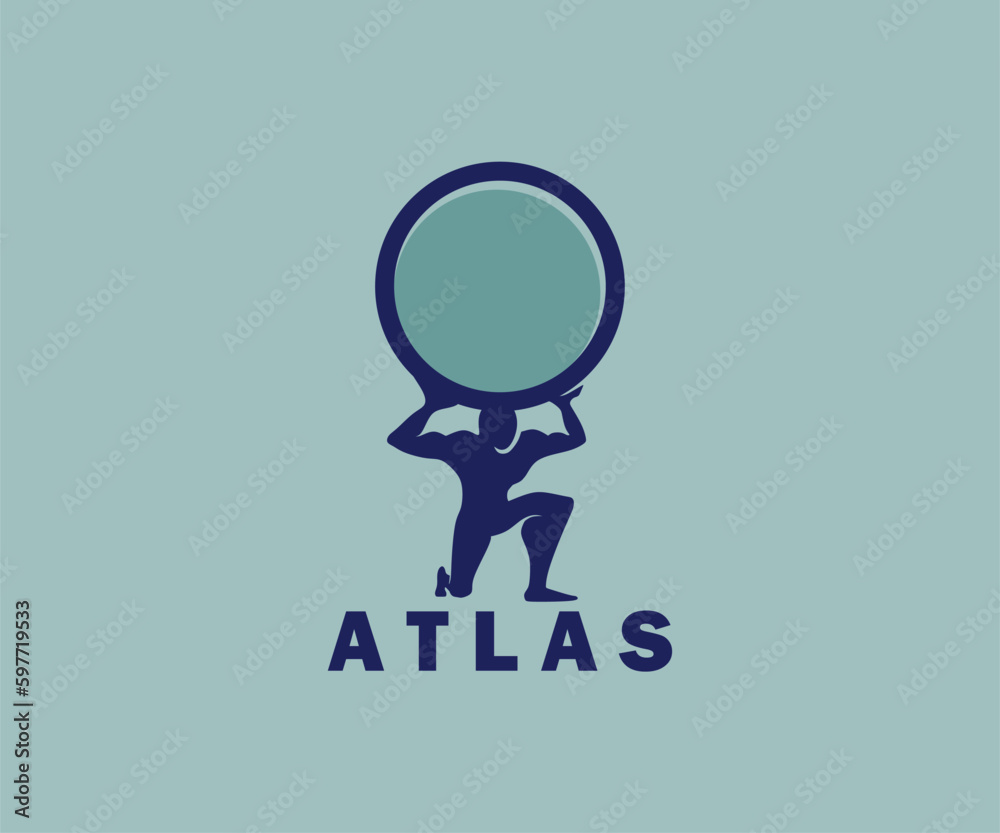 ATLAS LOGO, silhouette of strong man holding the planet vector ...