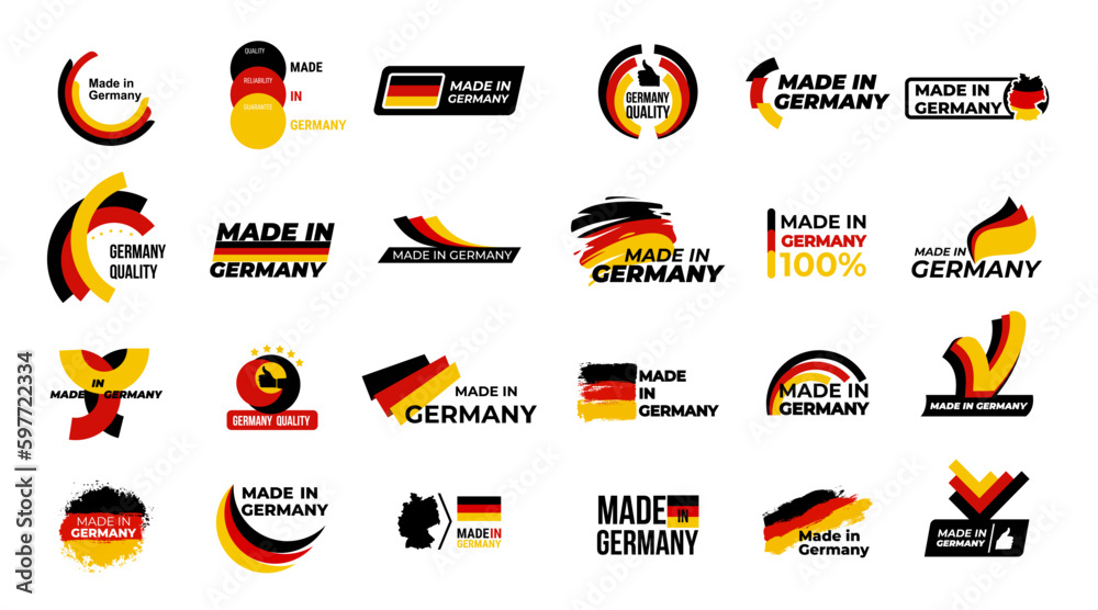 Made in Germany. Mega set of logos, labels, stickers, pointer, badge ...