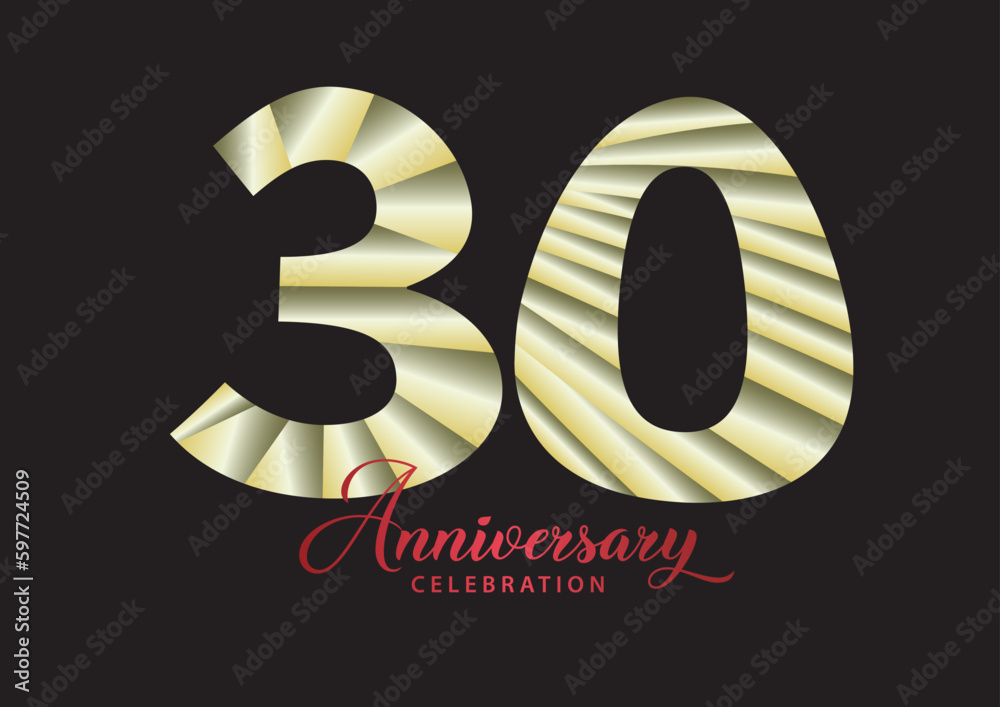30 year anniversary celebration logotype vector, 30 number design, 30th ...