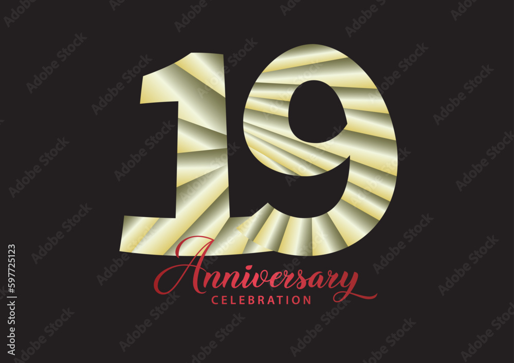 19 year anniversary celebration logotype vector, 19 number design, 19th ...