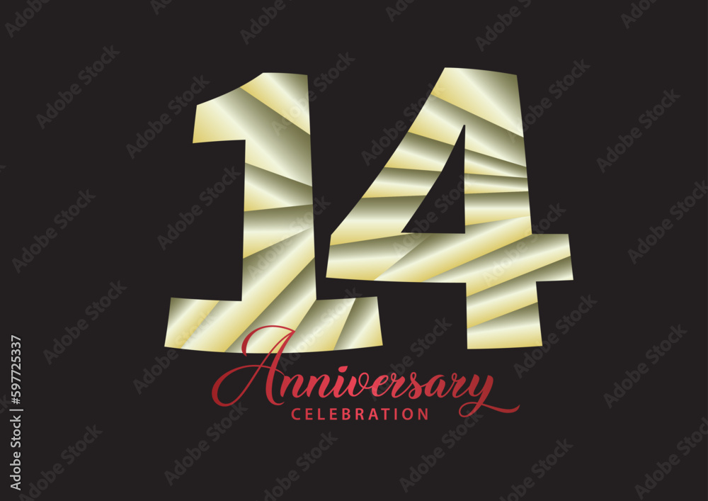 Stockvector 14 year anniversary celebration logotype vector, 14 number ...