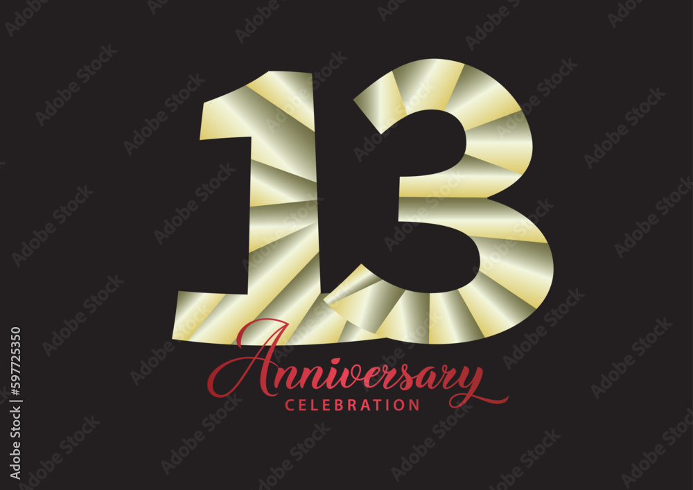 13 year anniversary celebration logotype vector, 13 number design, 13th ...